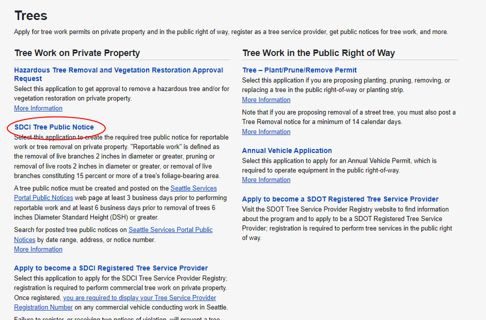 Tree Public Notice – Help Center - Seattle Services Portal