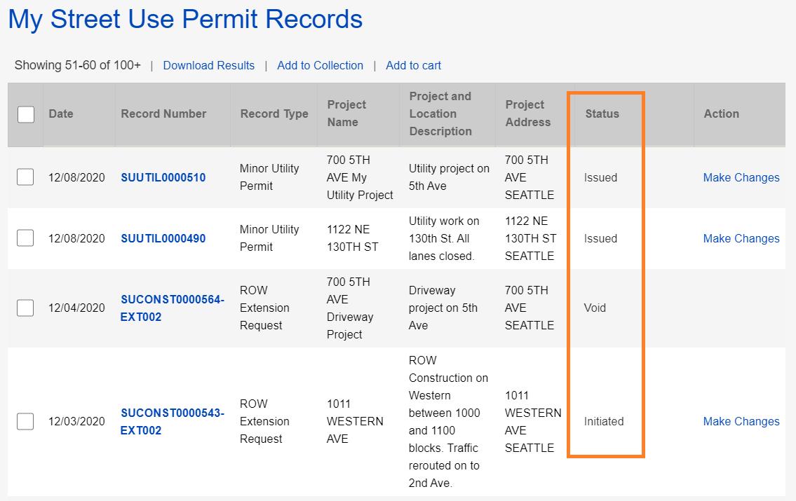 Understanding the Street Use Permit Process, Record Status, Target ...