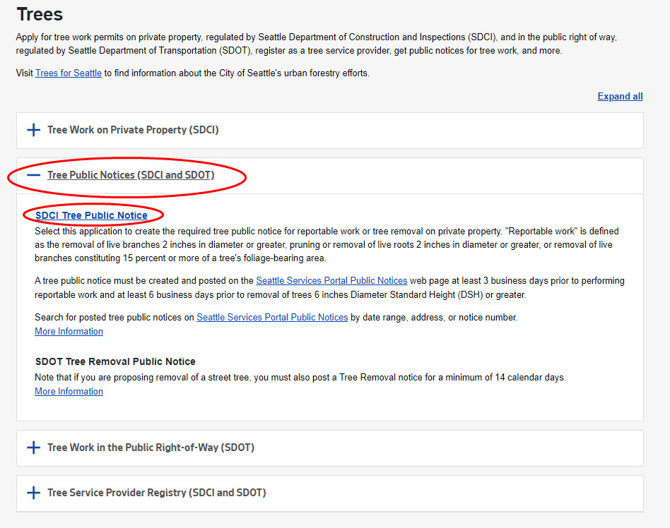 Tree Public Notice – Help Center - Seattle Services Portal